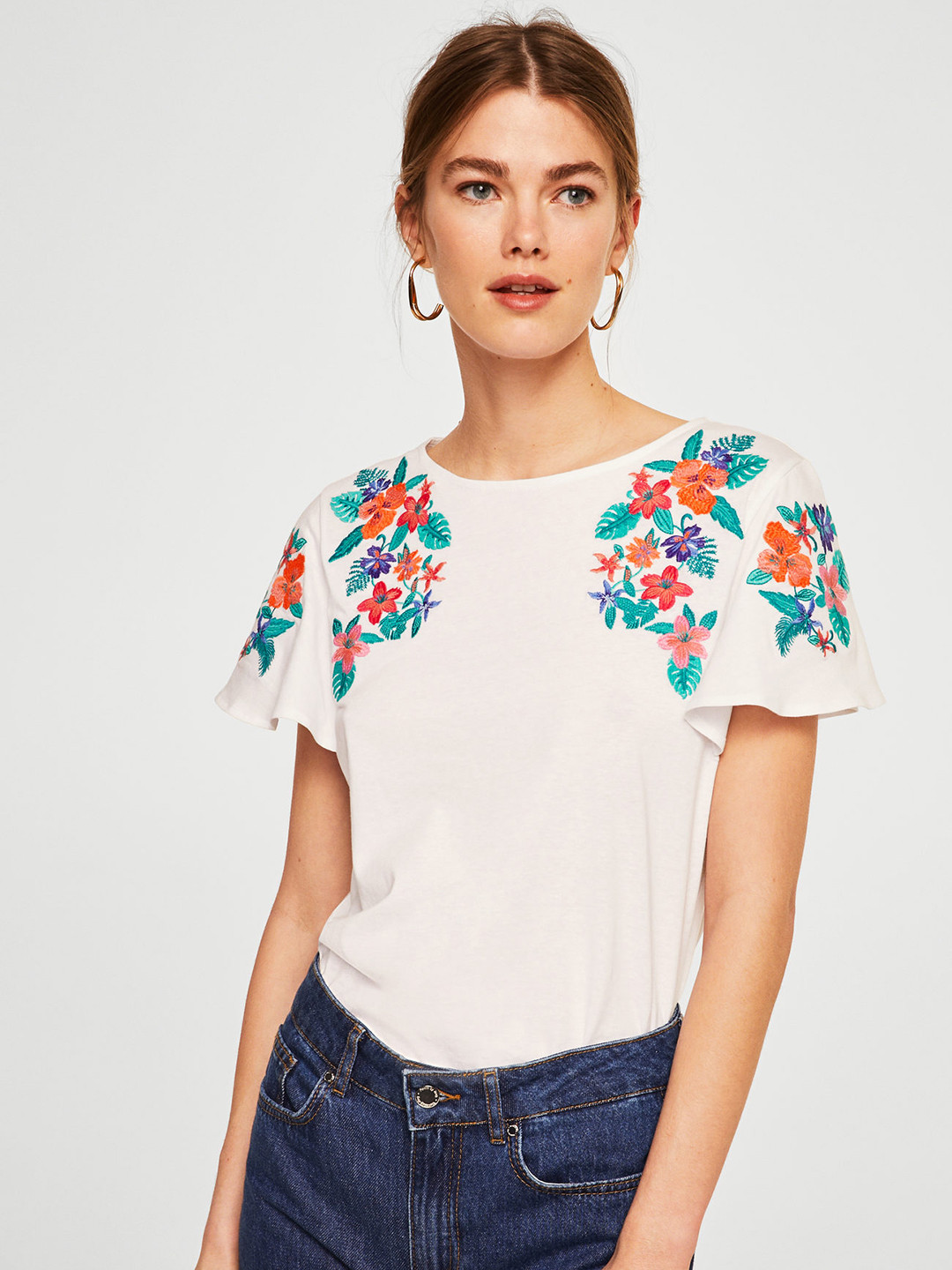 Buy MANGO White Embroidered Pure Cotton Top - Tops for Women 6612775 ...