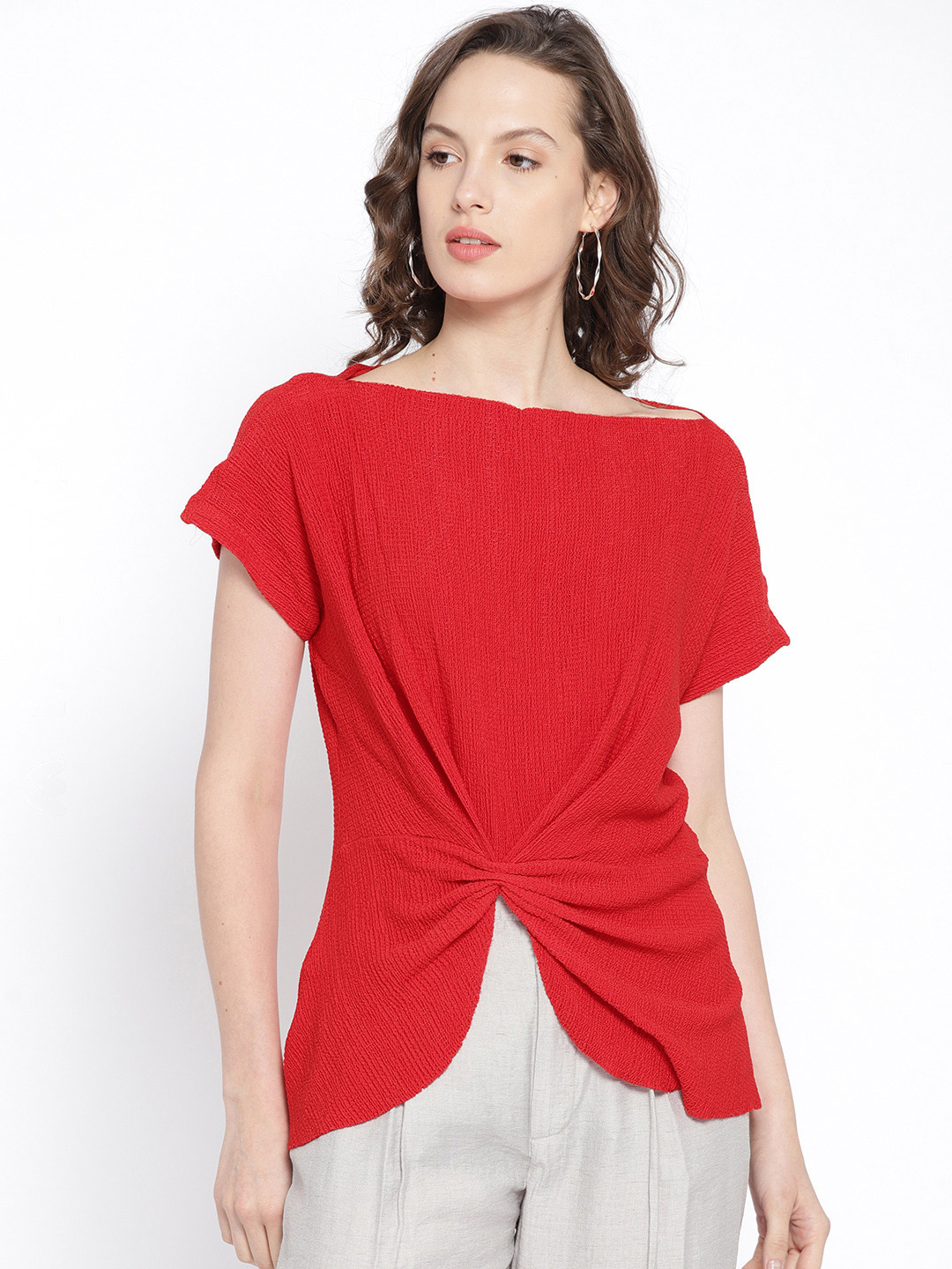 Buy MANGO Women Red Self Design Top - Tops for Women 6612815 | Myntra