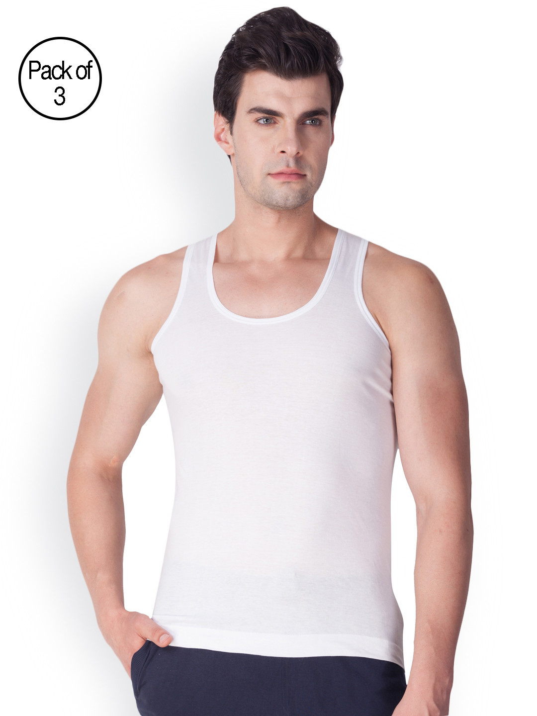 Buy ONN Men White Pack Of 3 Innerwear Vests NF221 - Innerwear Vests for ...
