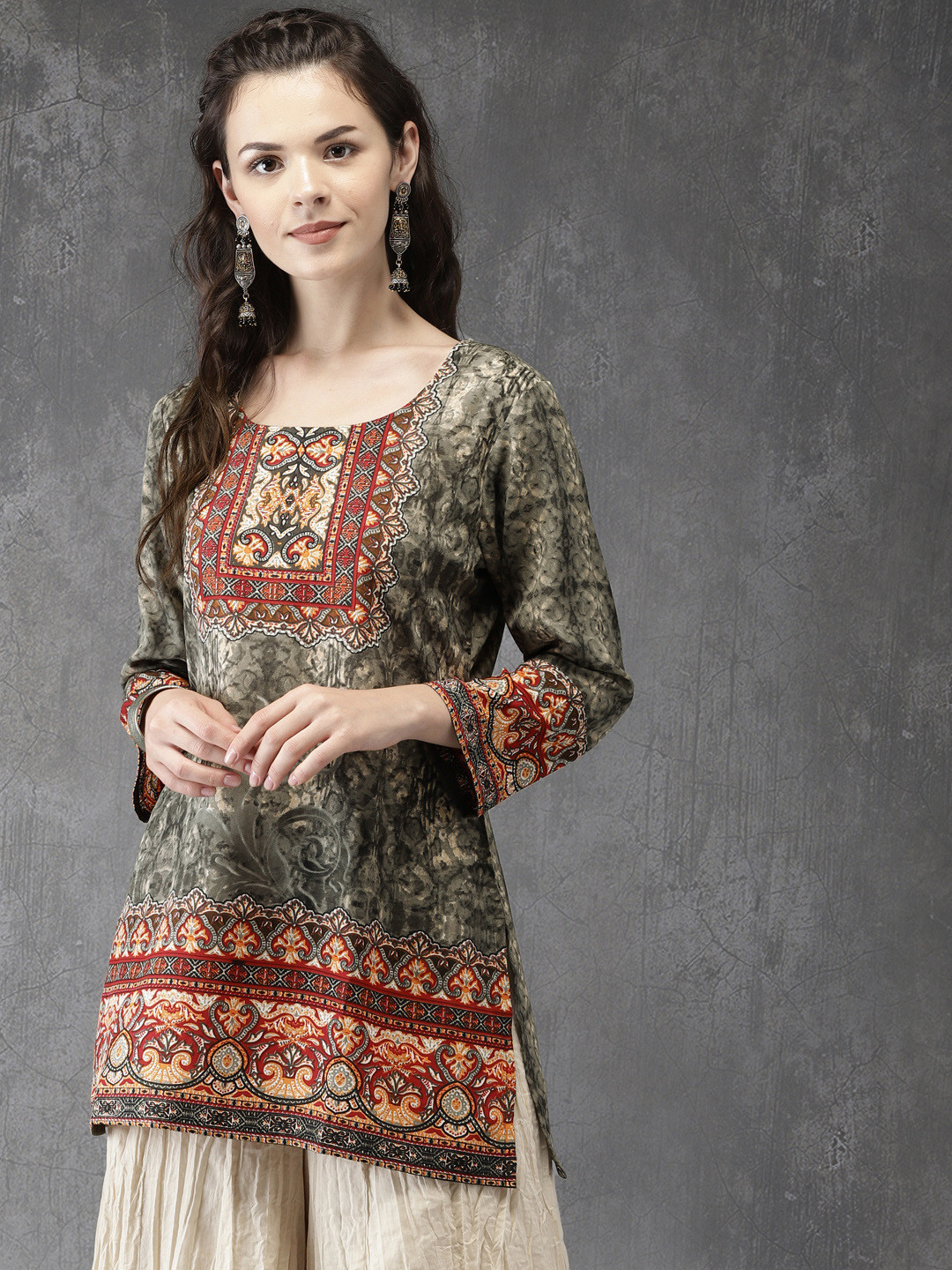 Buy Anouk Grey Printed Kurti - Kurtis for Women 6613293 | Myntra