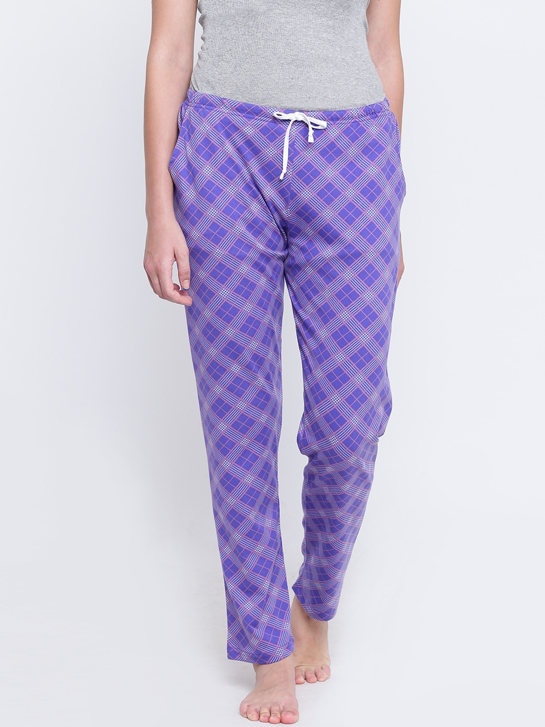 Buy Kanvin Purple Checked Pyjamas MJKSS160J - Lounge Pants for Women ...