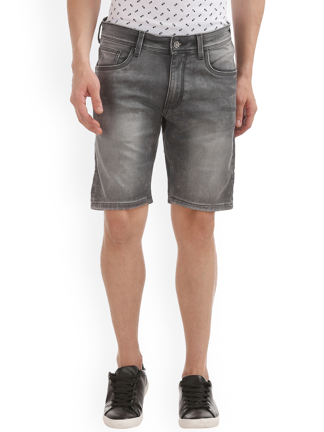 Buy IZOD Men Grey Solid Slim Fit Denim Shorts - Shorts for Men 6621093 ...