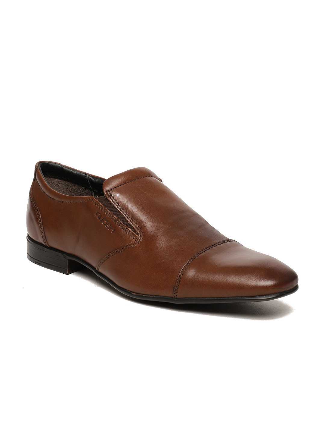 Buy Ruosh Men Tan Brown Semi Formal Leather Slip On Shoes - Formal ...