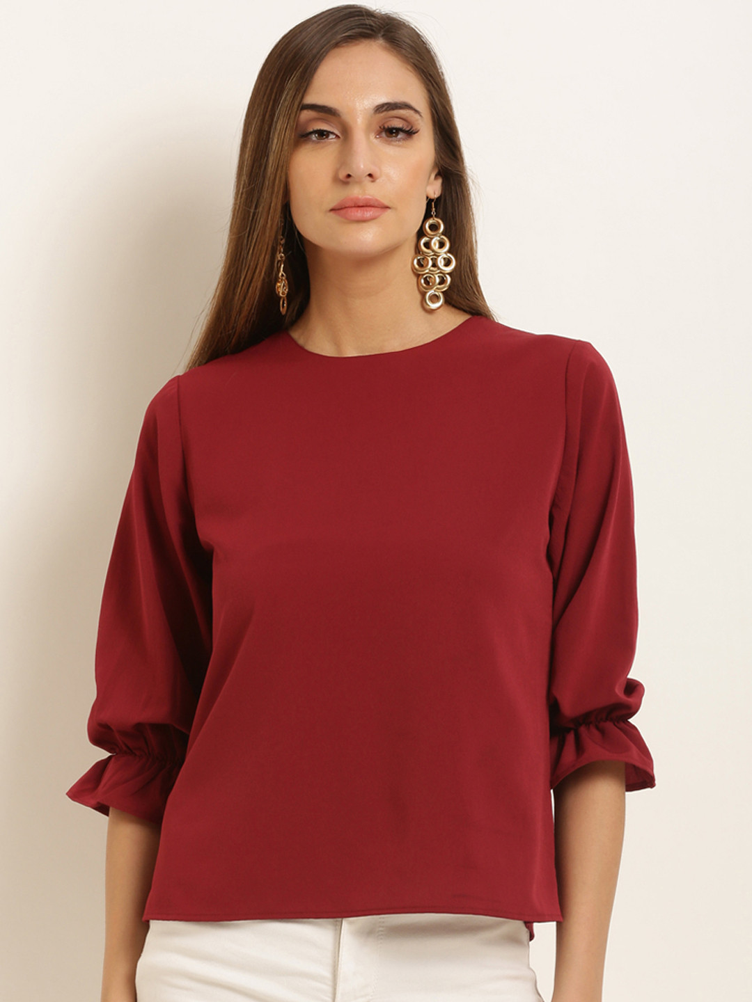 Buy Marie Claire Women Maroon Solid Top - Tops for Women 6625221 | Myntra