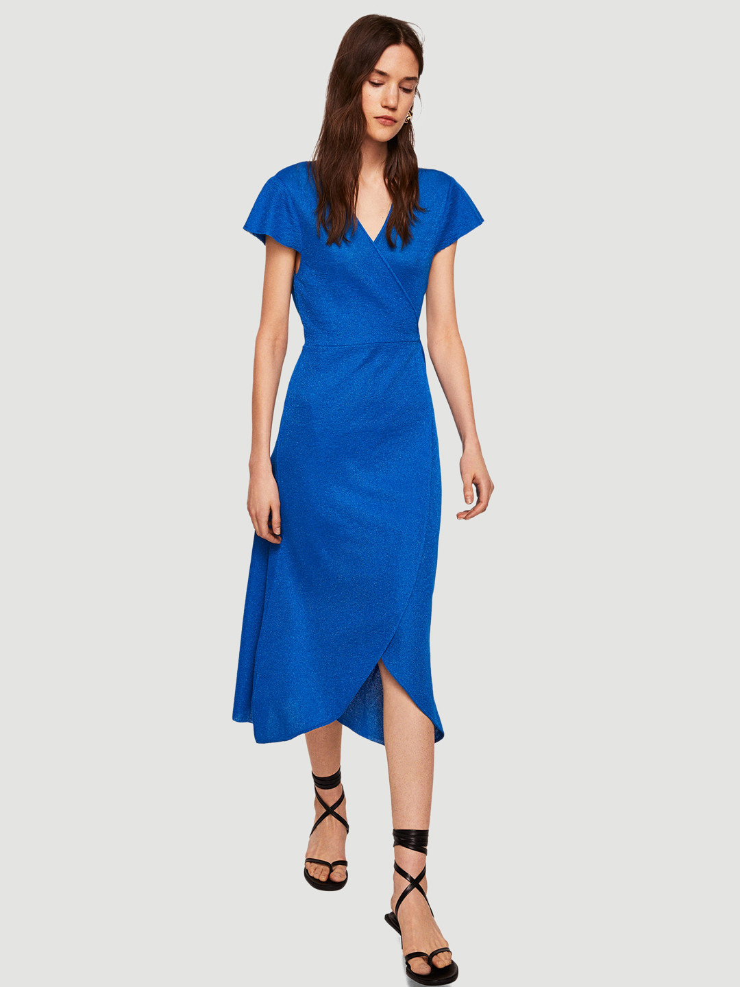 Buy MANGO Women Blue Solid Wrap Dress - Dresses for Women 6627666 | Myntra