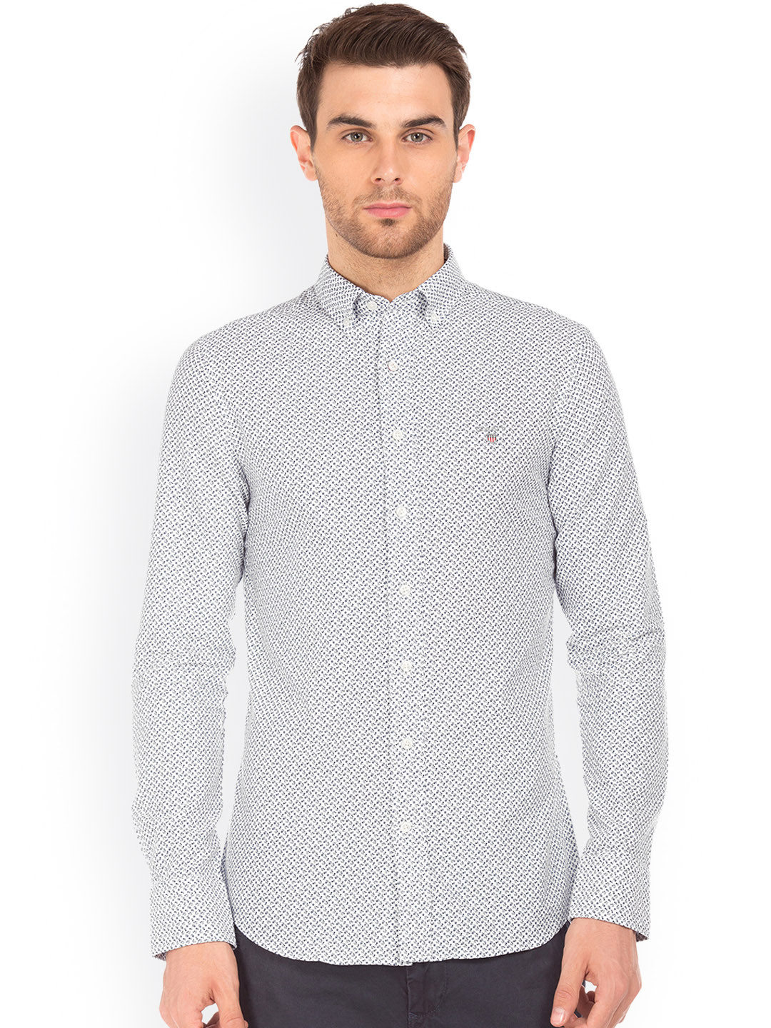 Buy GANT Men White Regular Fit Printed Casual Shirt - Shirts for Men ...
