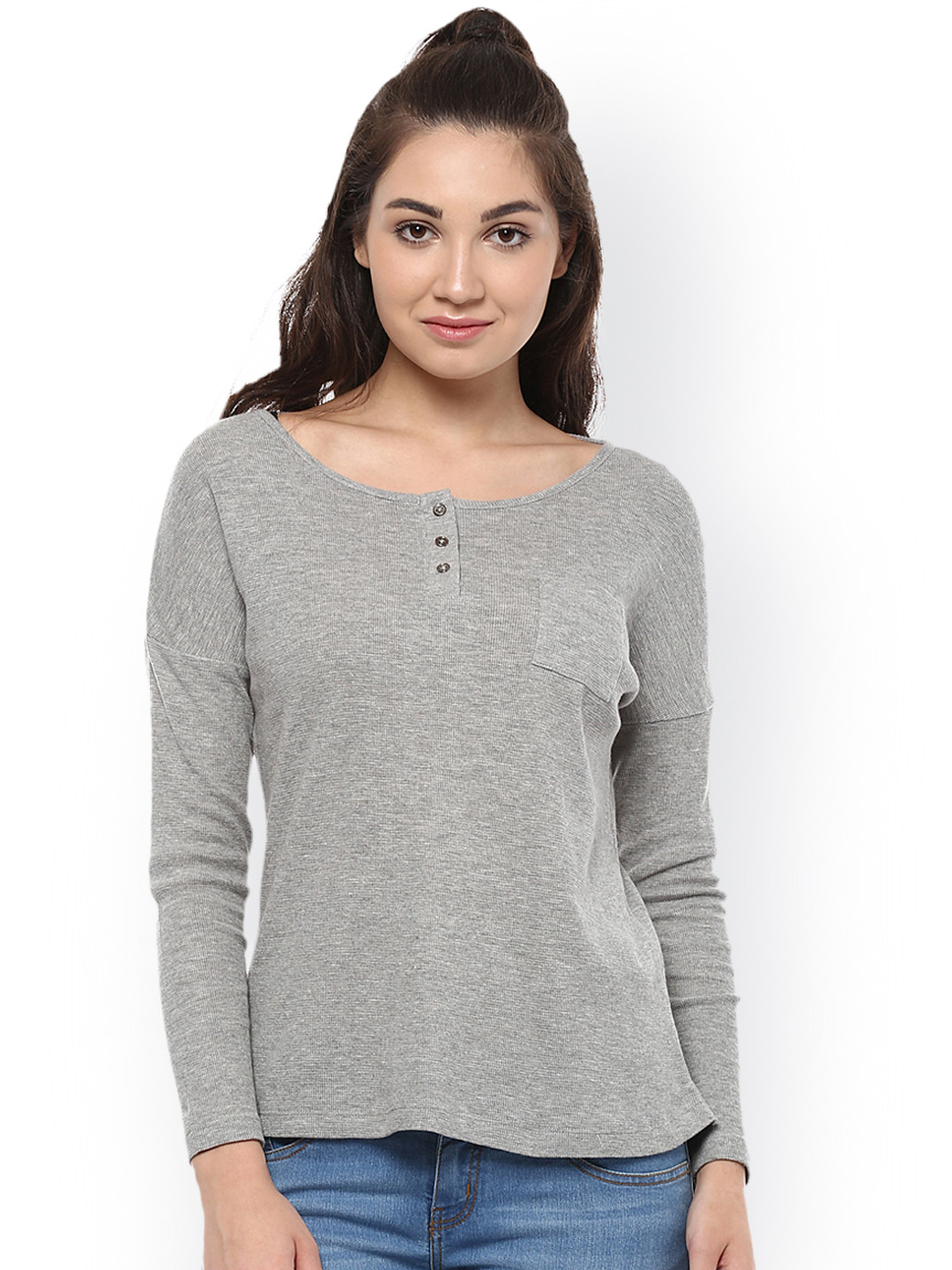 Buy People Women Grey Solid Top - Tops for Women 6673034 | Myntra