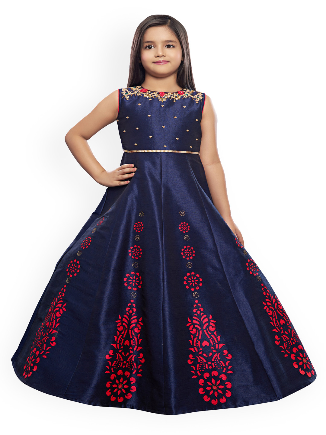 Buy BETTY Girls Navy Blue Embellished Fit And Flare Dress - Dresses for ...