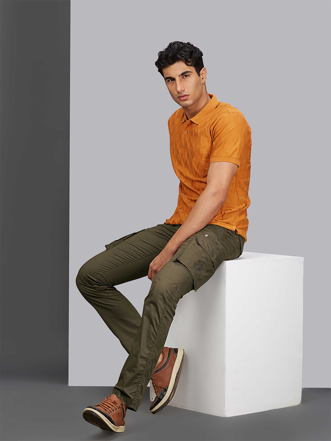 Buy Beevee Men Olive Green Regular Fit Solid Regular Trousers ...