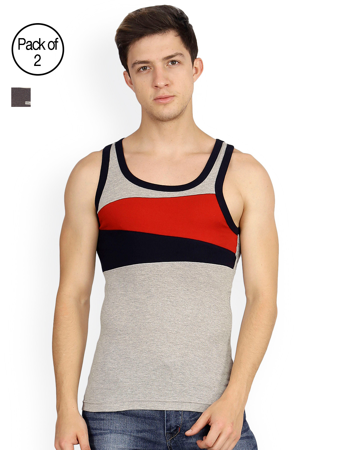 Buy Genx Men Pack Of 2 Colourblocked Innerwear Vests GENX GYMVEST 7717 ...
