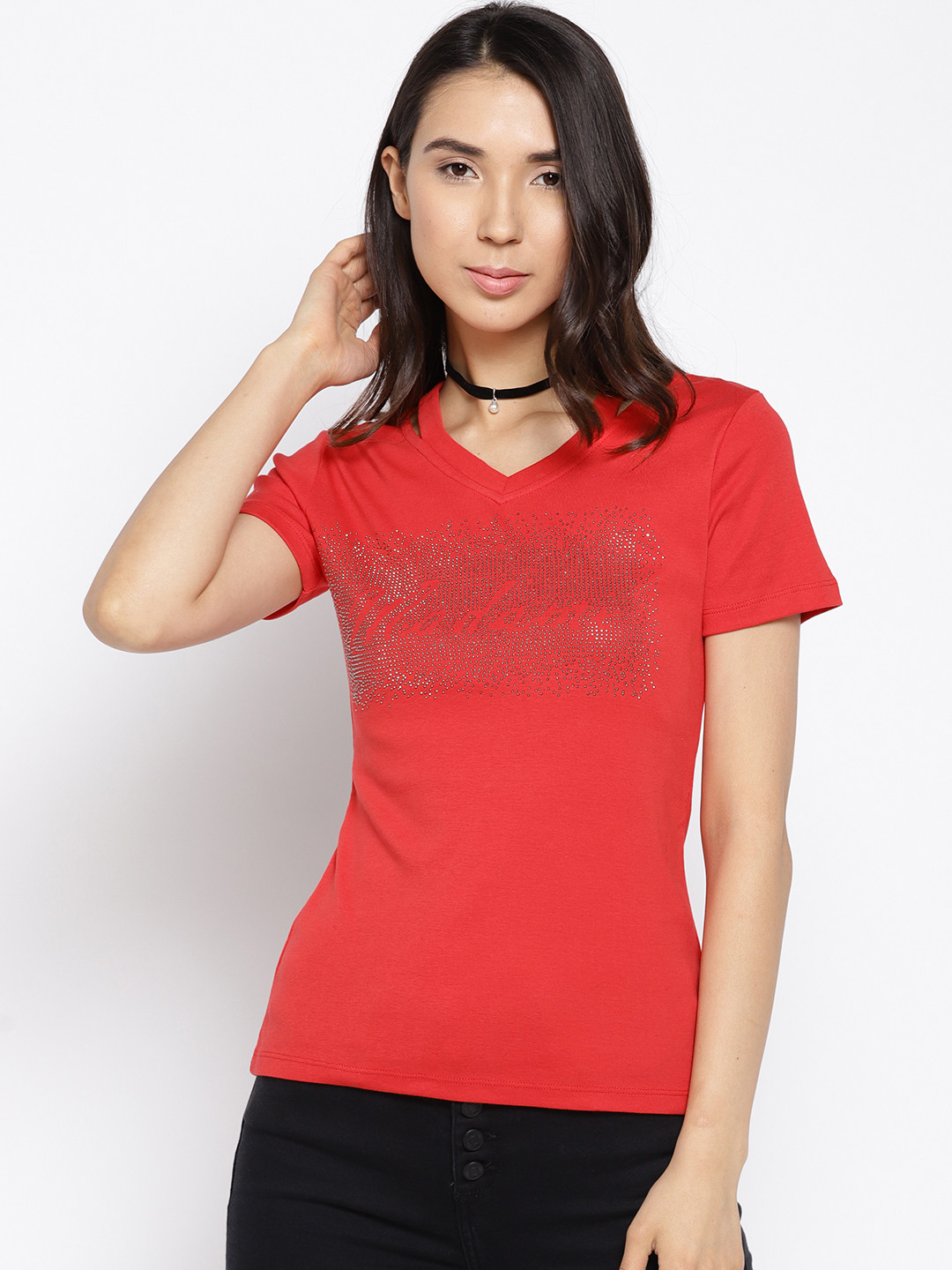 Buy Madame Red Embellished Pure Cotton Top - Tops for Women 6706106 ...