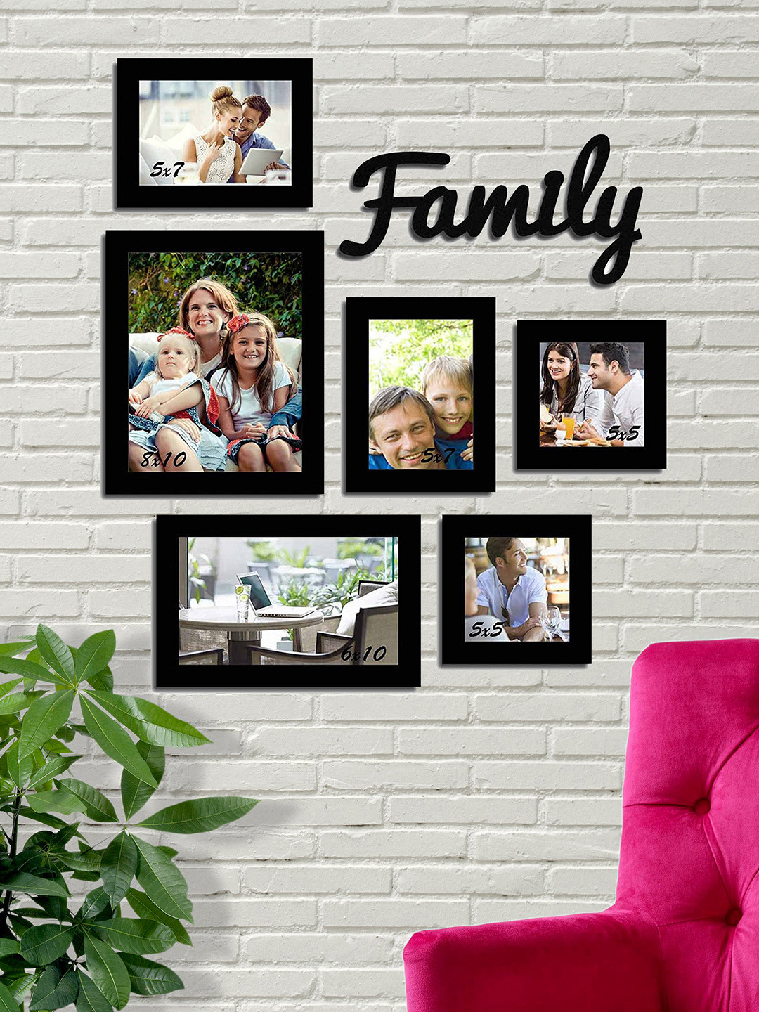 Buy Art Street Black Solid Set Of 6 Wall Photo Frames - Photo Frames ...