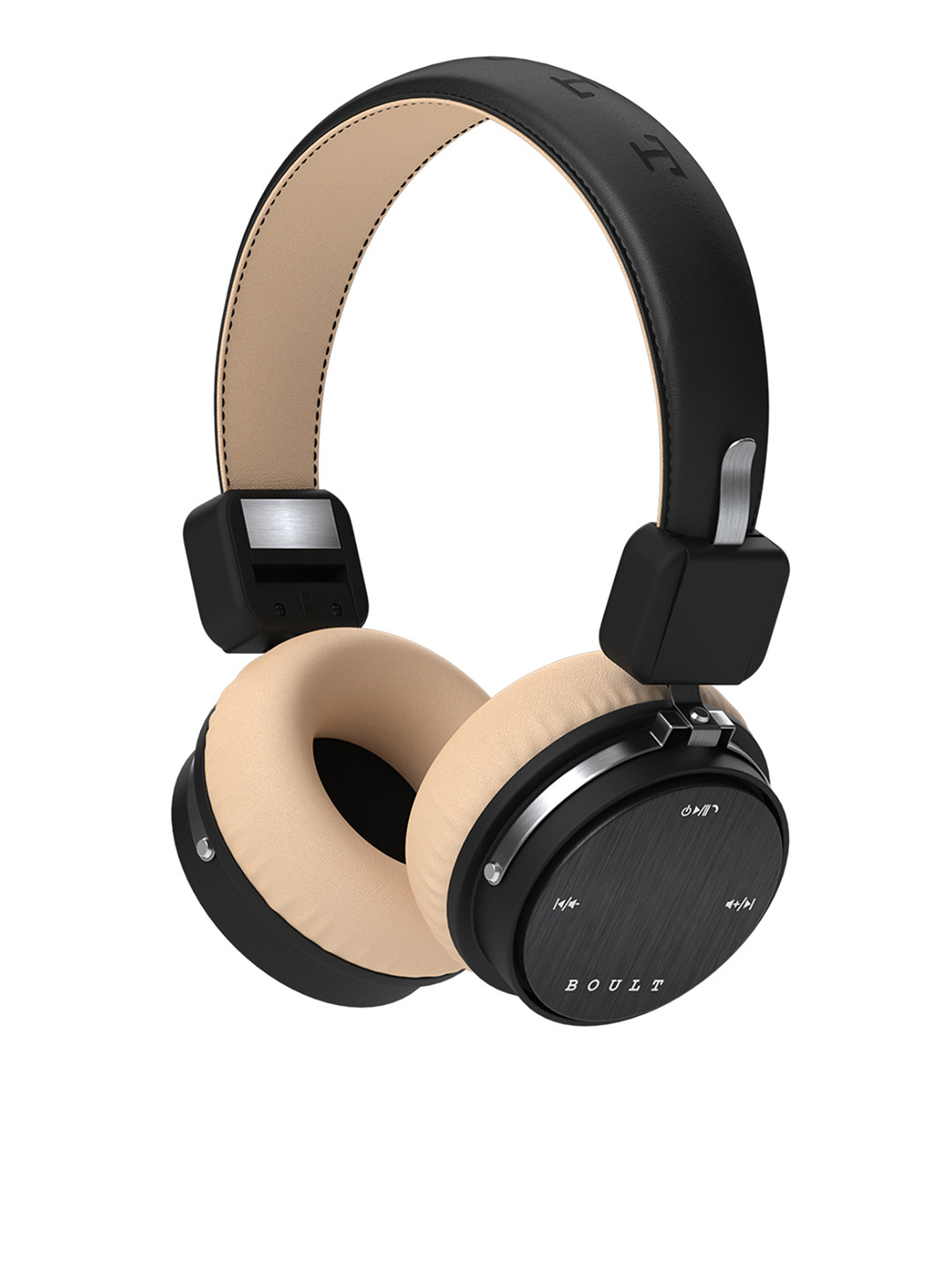 Buy Boult Black & Beige Wireless Over Ear Headphones With Mic ...