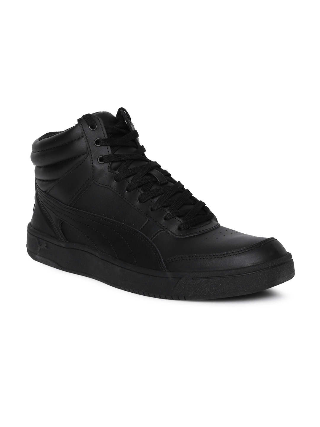 Buy Puma Men Black Solid Leather Mid Top Sneakers - Casual Shoes for ...
