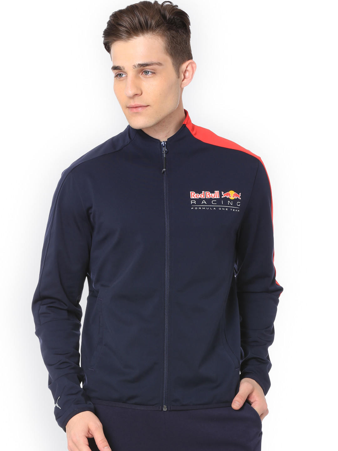 Buy PUMA Motorsport Men Navy Blue Solid RBR T7 Motorsport Jacket ...