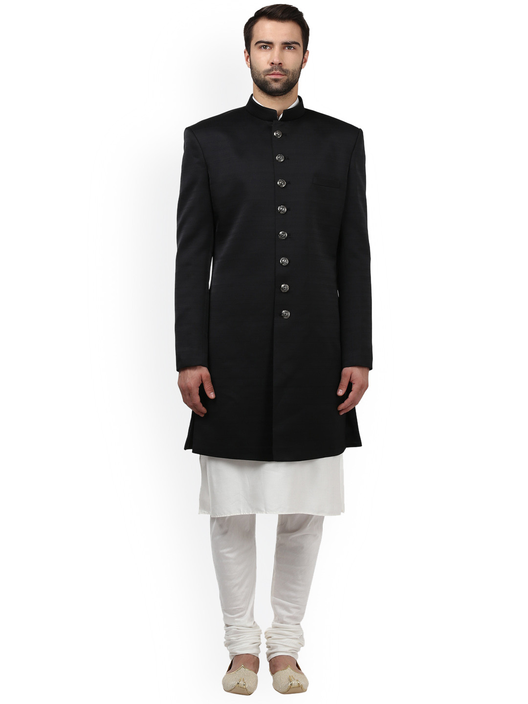 Buy Ethnix By Raymond Black Solid Sherwani - Sherwani for Men 6767181 ...