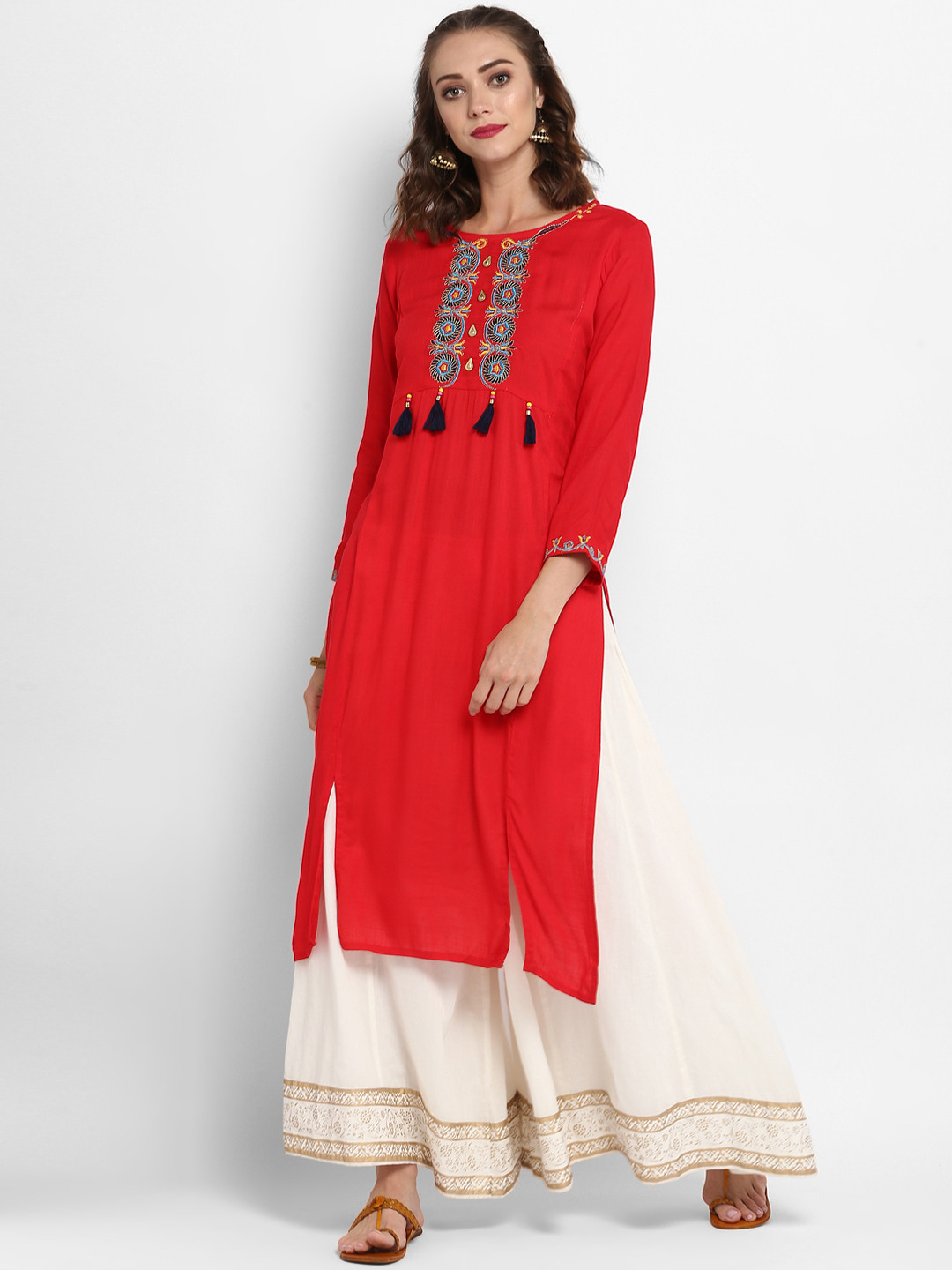 Buy Mytri Women Red Solid Straight Kurta - Kurtas for Women 6767270 ...