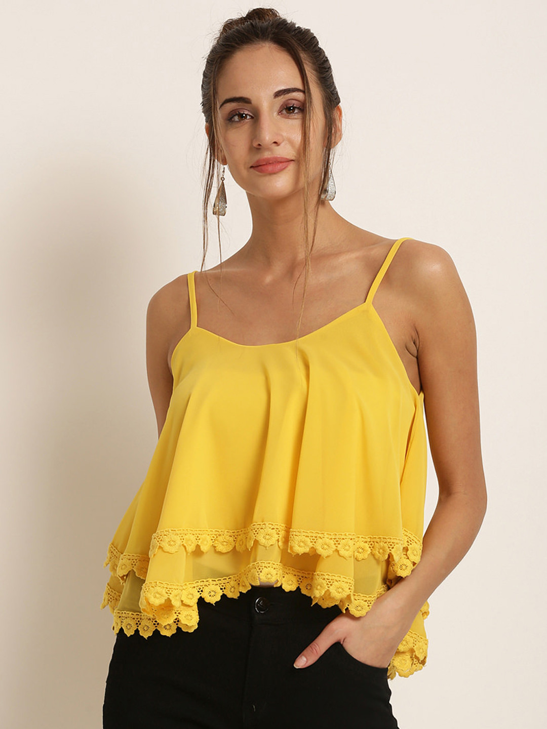 Buy Harpa Women Yellow Solid A Line Top - Tops for Women 6767287 | Myntra