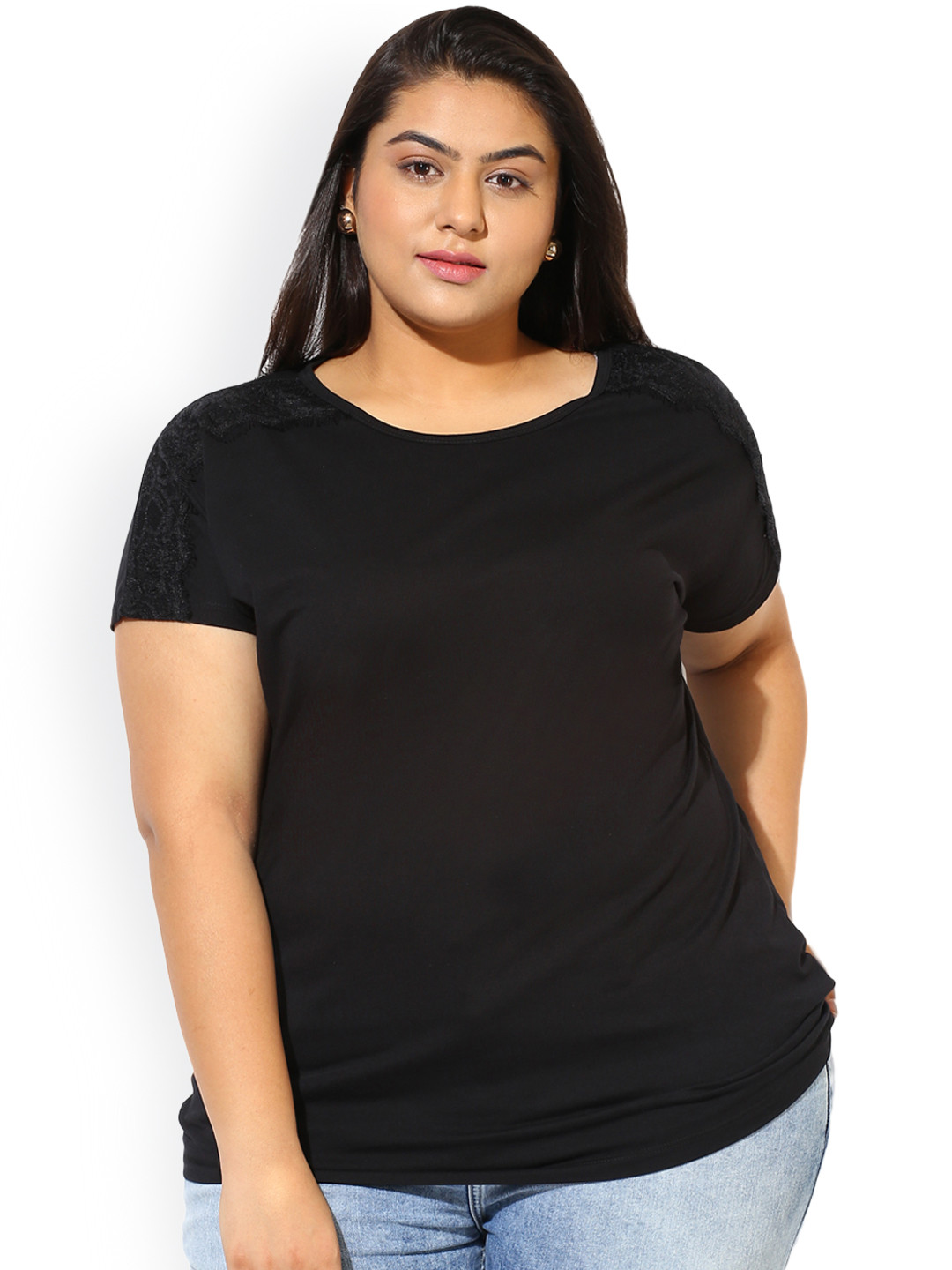 Buy ALL Plus Size Women Black Solid Top - Tops for Women 6787575 | Myntra