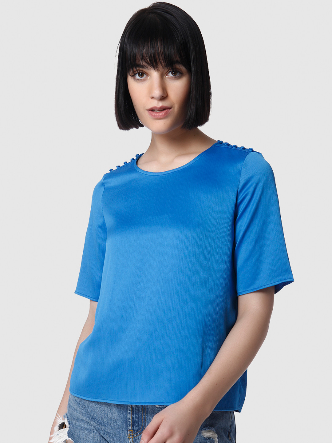 Buy Vero Moda Women Blue Solid Top - Tops for Women 6788119 | Myntra