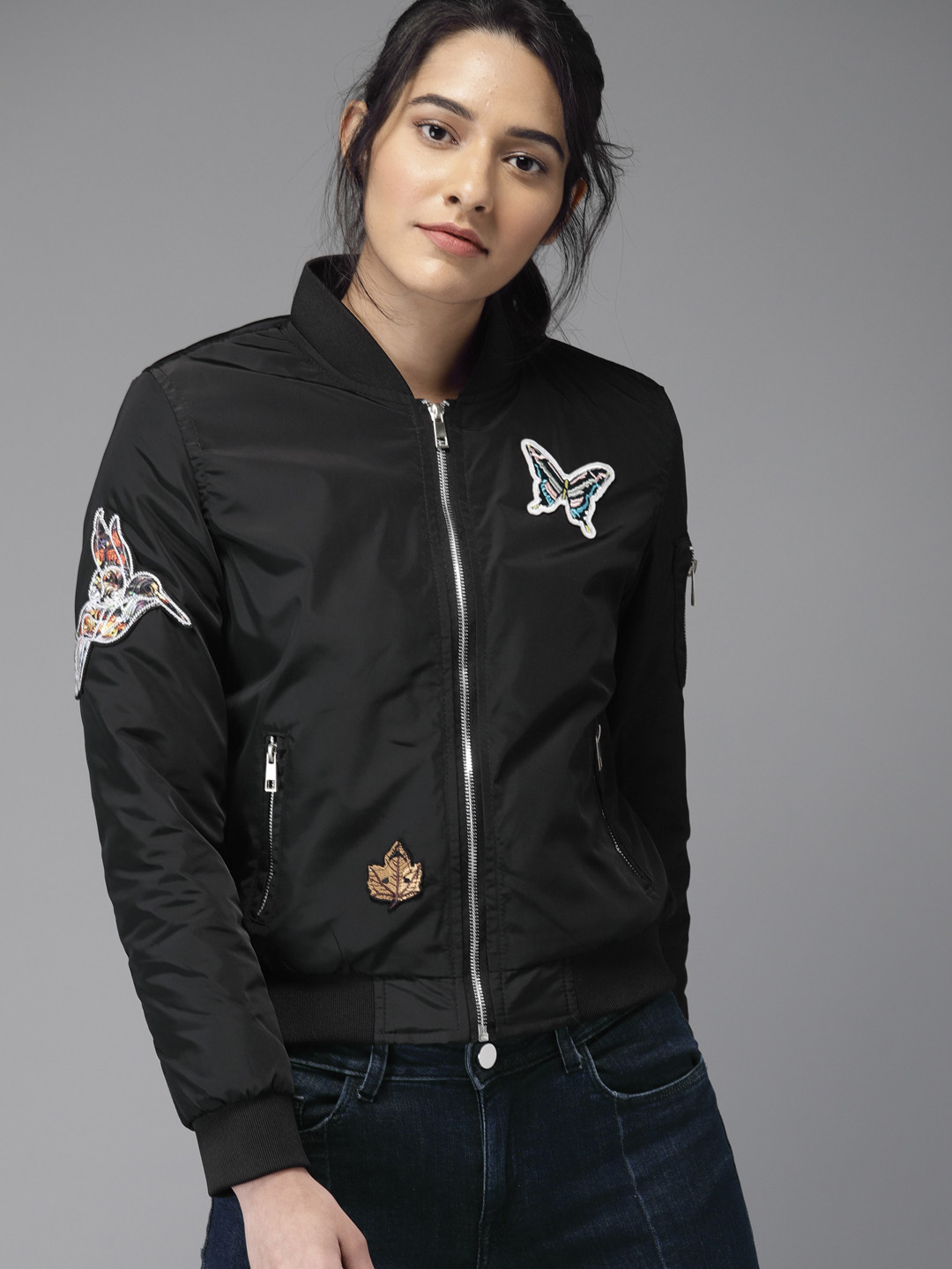 Buy Moda Rapido Women Black Solid Bomber - Jackets for Women 6788986 ...