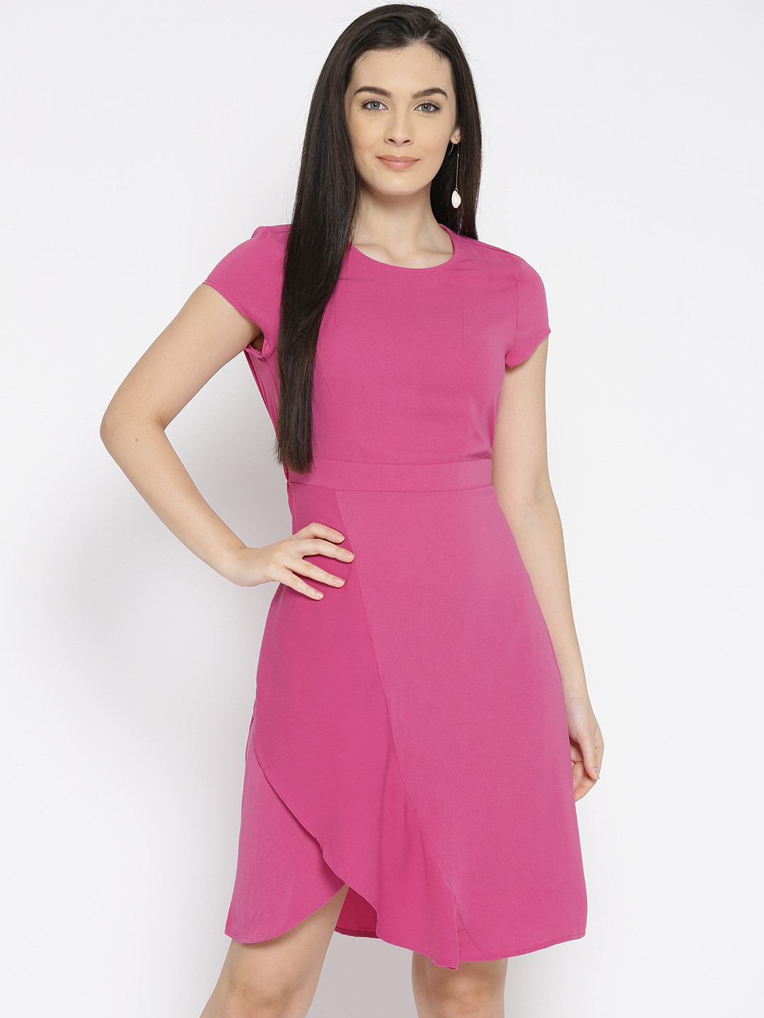 Buy Vero Moda Women Pink Solid Fit And Flare Dress - Dresses for Women ...