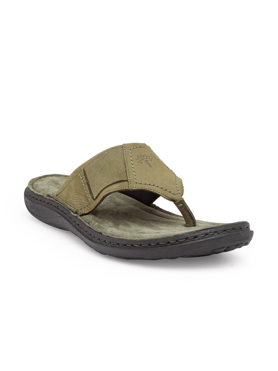 Buy Woodland Pro Planet Men Olive Green Leather Comfort Sandals ...
