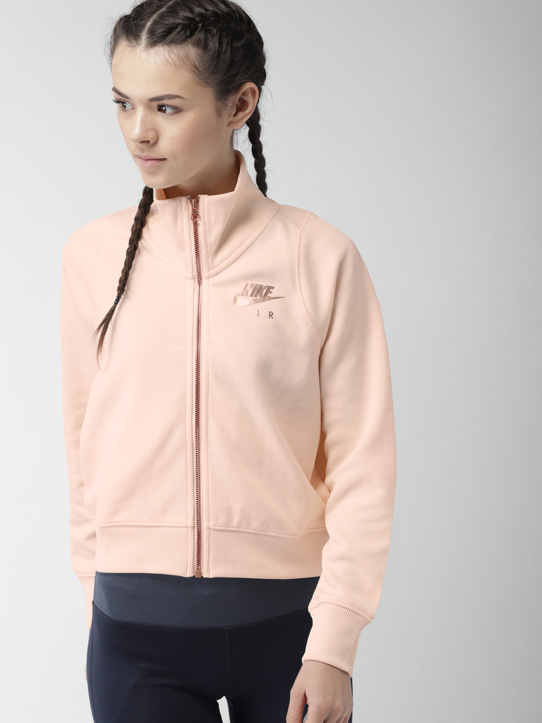 Buy Nike Women Peach Coloured Solid AIR N98 JKT PK Bomber - Jackets for ...