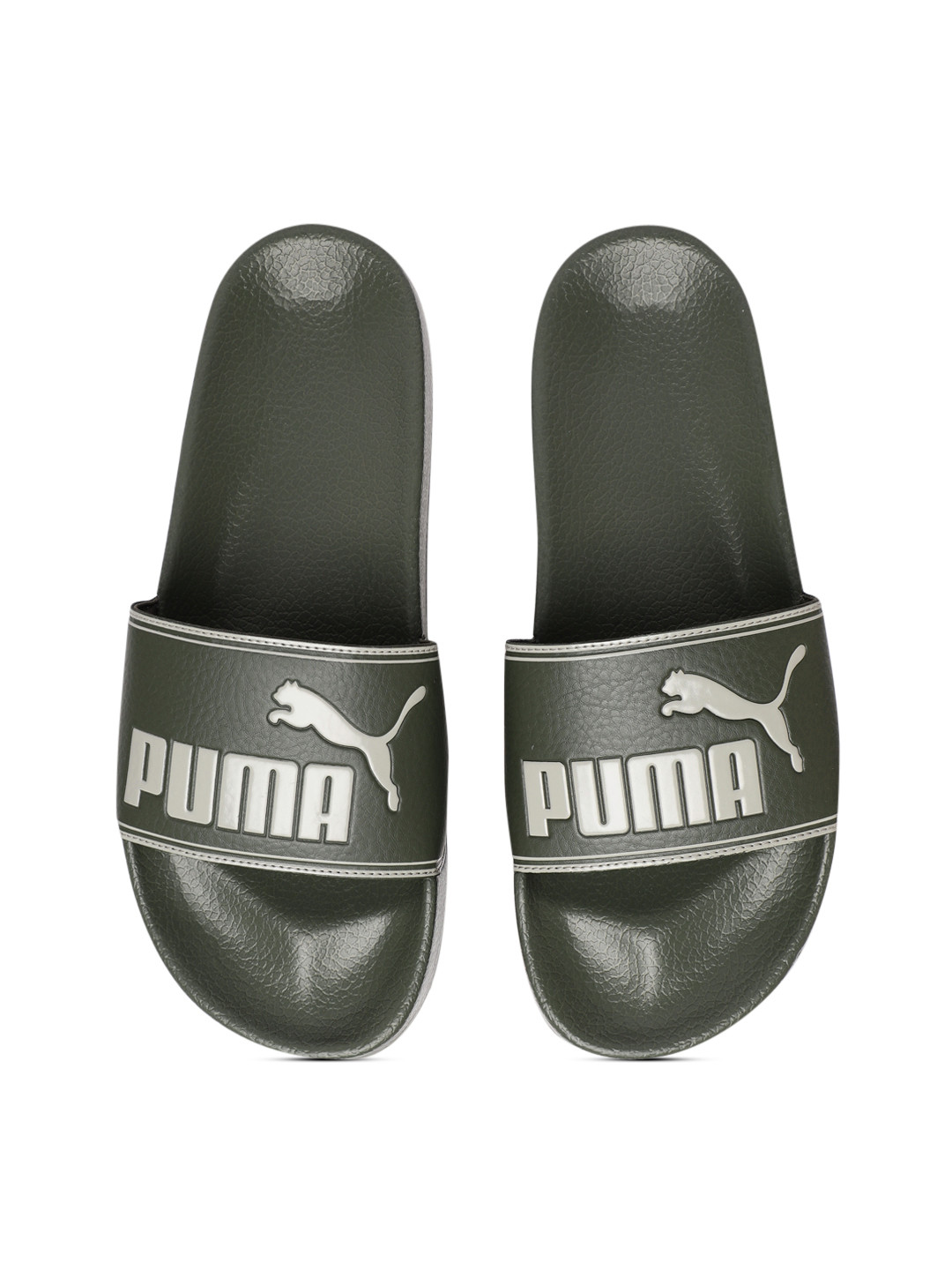 Buy Puma Men Olive Green Leadcat BrandLogo Sliders - Flip Flops for Men ...