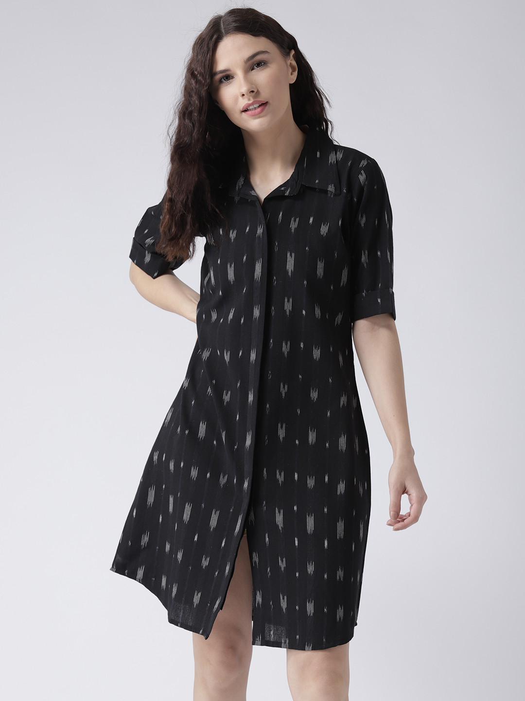 Buy Pinwheel Women Black Printed Shirt Dress - Dresses for Women ...