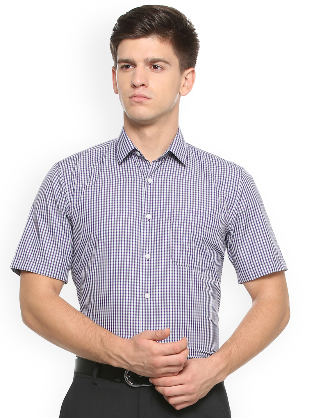 Buy Peter England Men Purple & White Regular Fit Checked Formal Shirt - Shirts for Men 6817834 ...