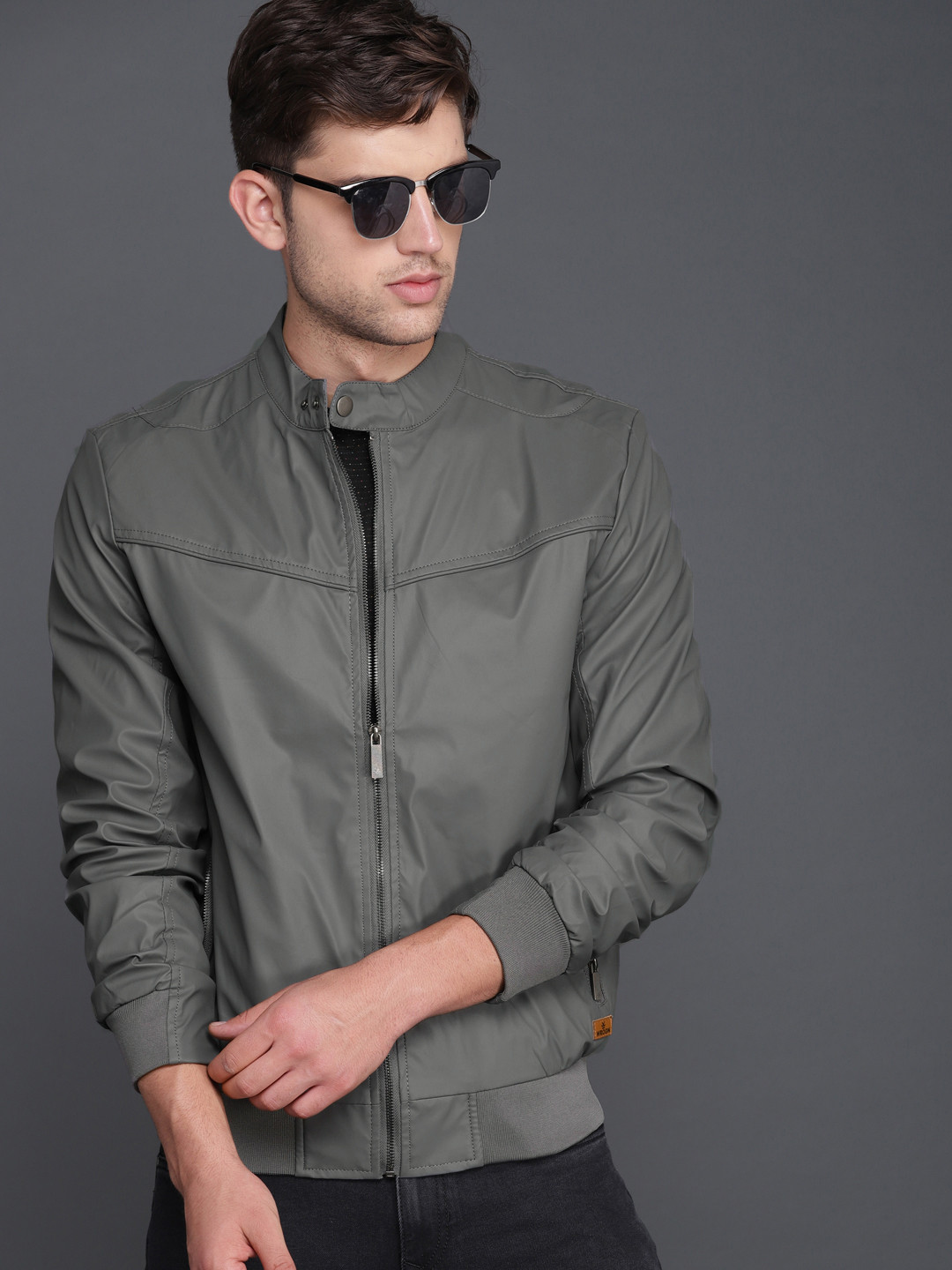 Buy WROGN Men Grey Solid Bomber Jacket - Jackets for Men 6832168 | Myntra