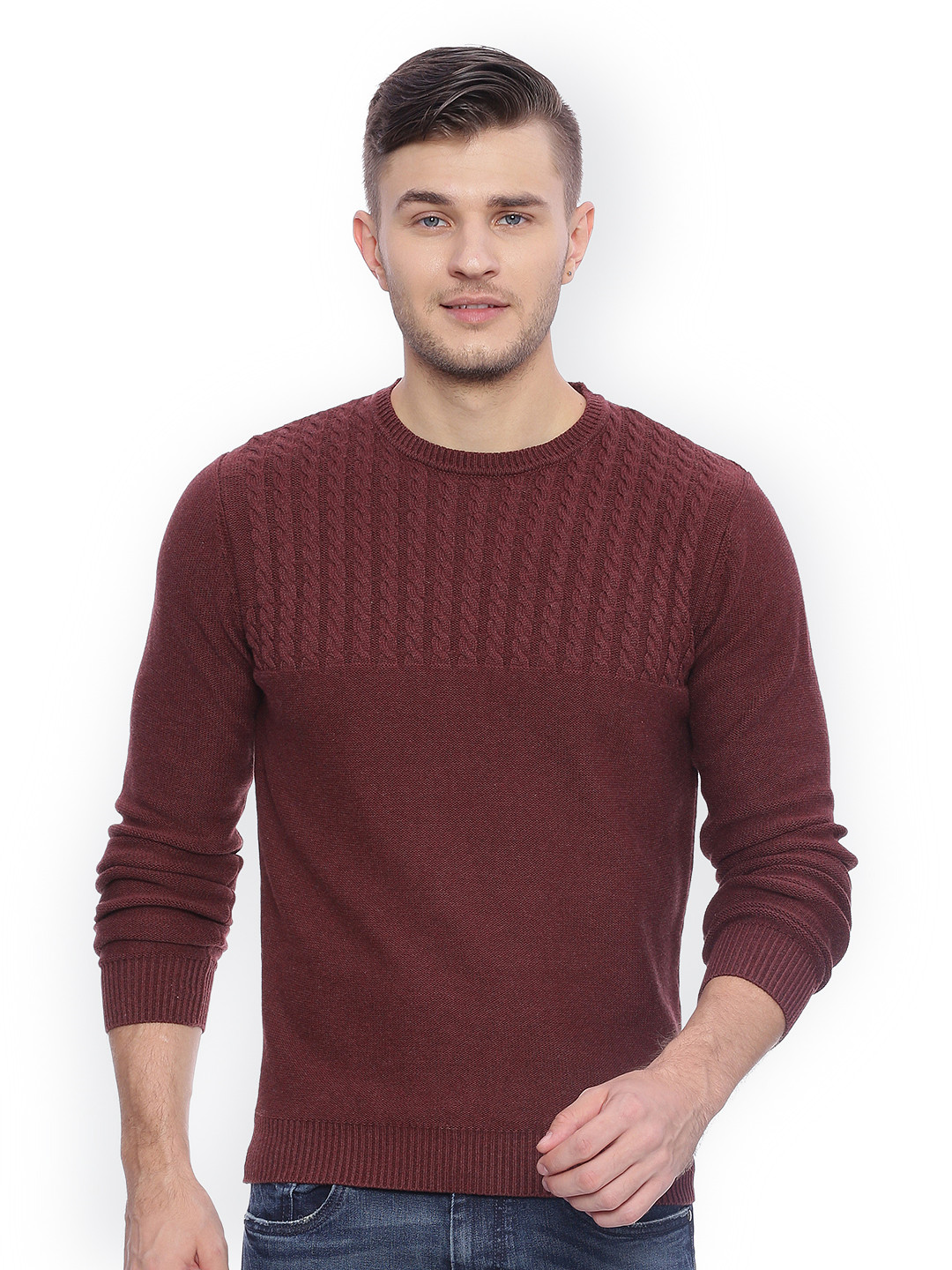 Buy Basics Men Maroon Solid Cardigan - Sweaters for Men 6835137 | Myntra