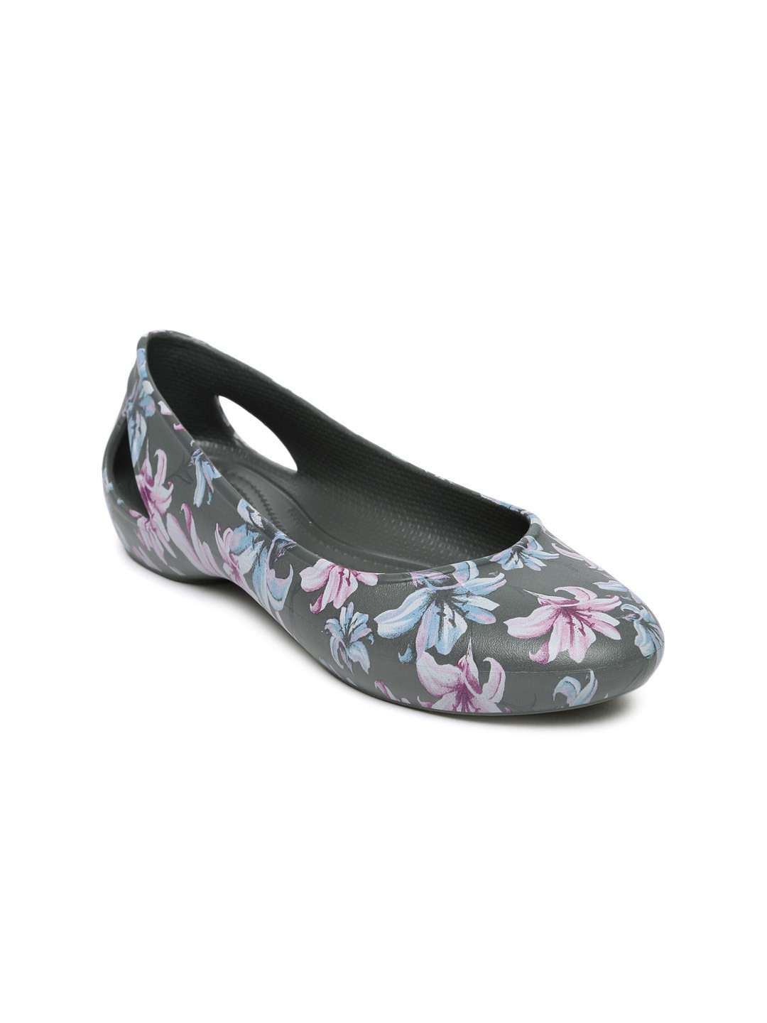 Buy Crocs Women Grey Laura Graphic Printed Synthetic Ballerinas - Flats ...