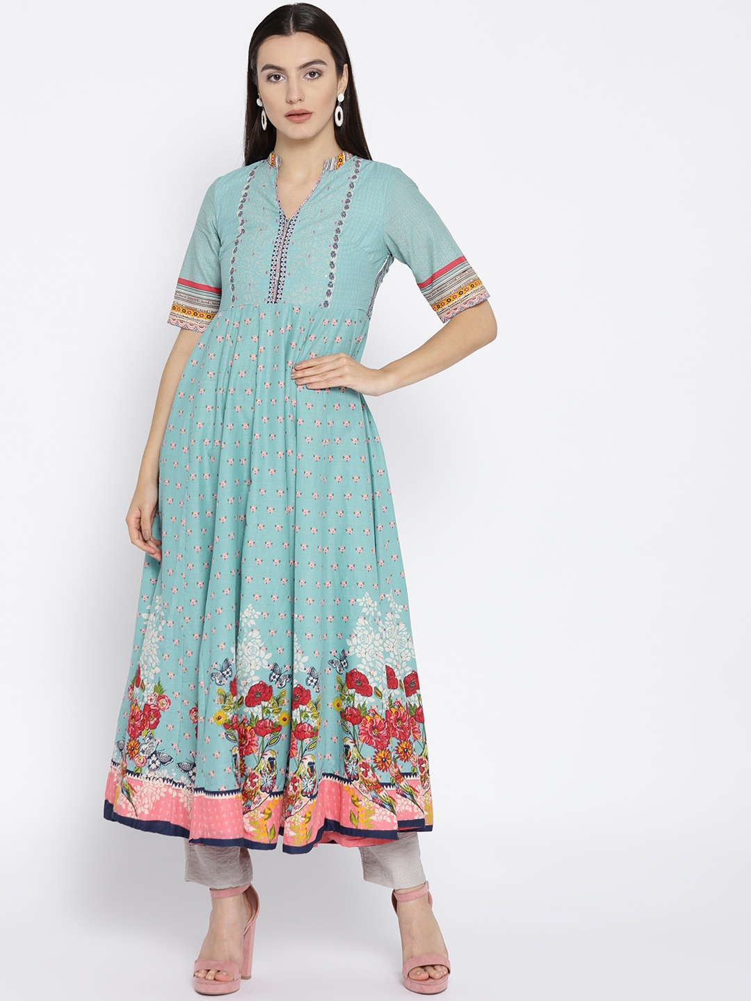 Buy Biba Women Blue & Pink Printed Anarkali Kurta - Kurtas for Women ... Buy Biba Women Blue & Pink Printed Anarkali Kurta - Kurtas for Women ...