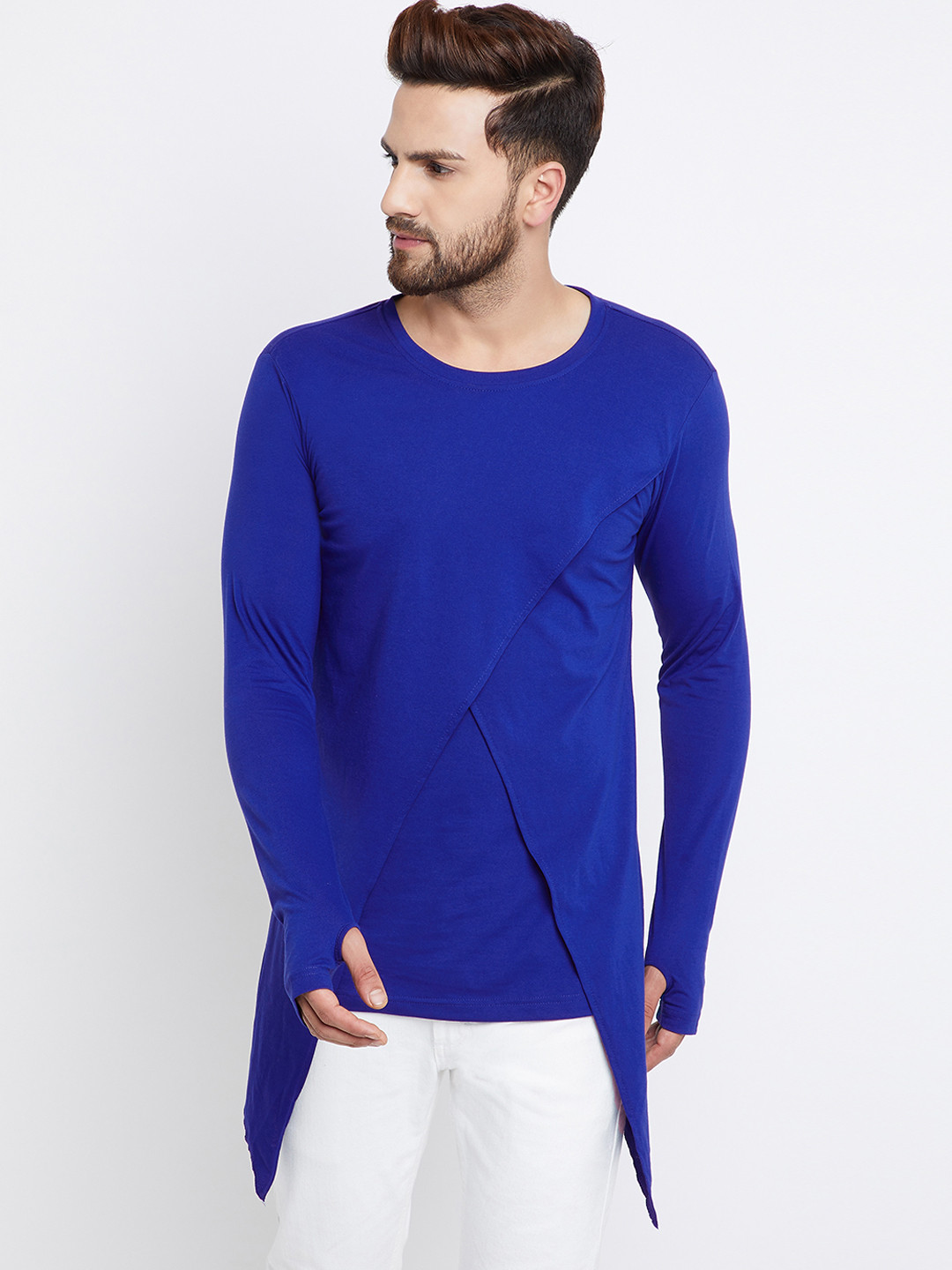 Buy CHILL WINSTON Men Blue Solid Round Neck T Shirt - Tshirts for Men ...