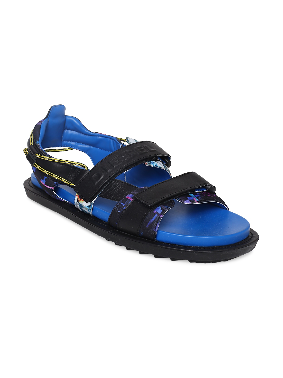 Buy DIESEL Men Black Leather Comfort Sandals - Sandals for Men 6885751 ...