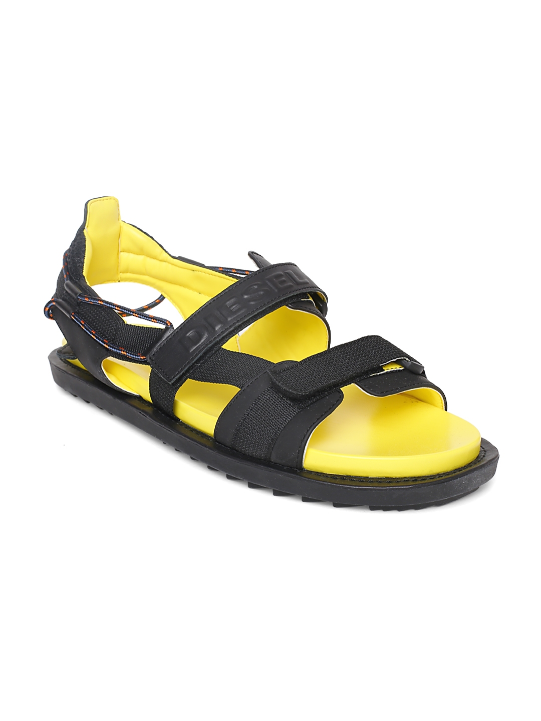 Buy DIESEL Men Black Leather Comfort Sandals - Sandals for Men 6885761 ...