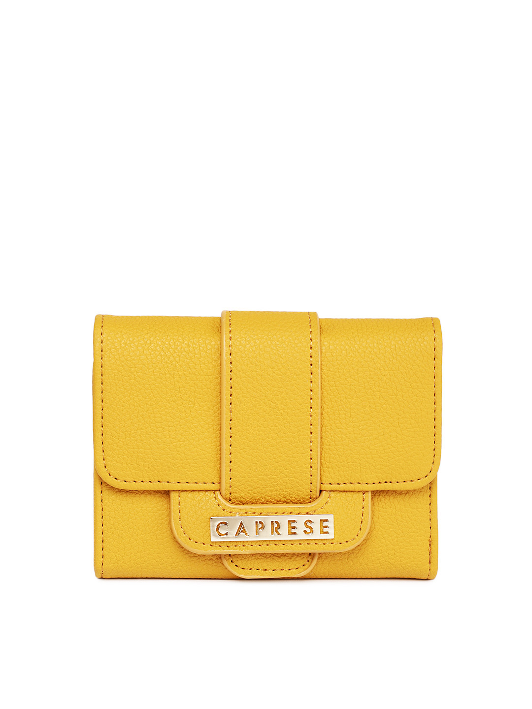 Buy Caprese Women Mustard Yellow Solid Three Fold Wallet - Wallets for ...