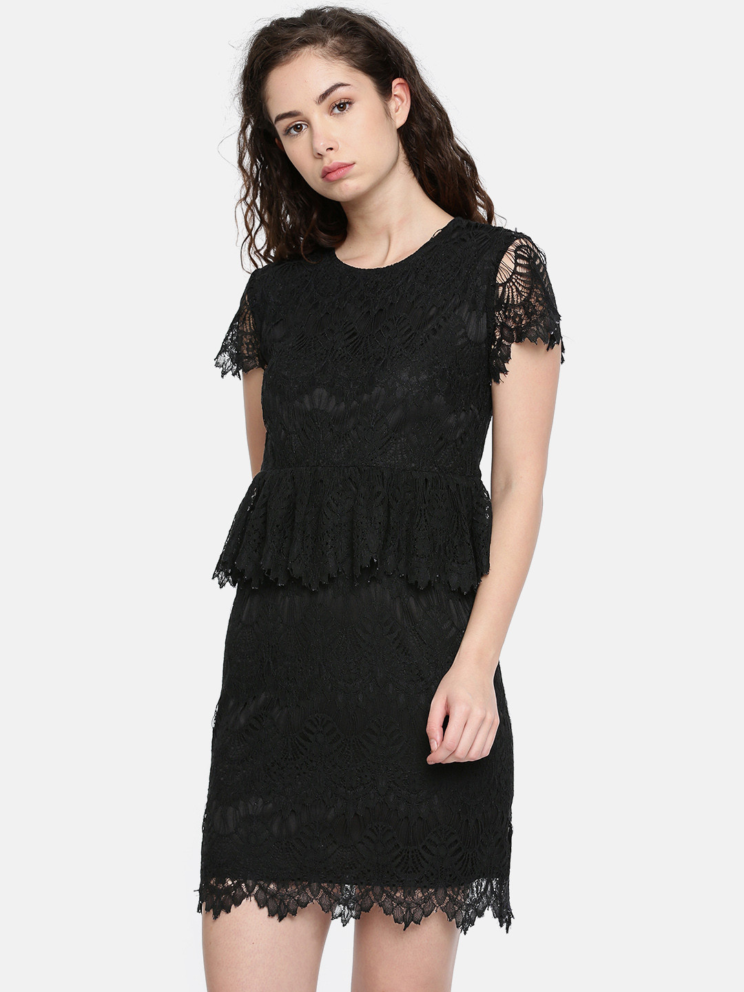 Buy ELLE Women Black Lace Sheath Dress - Dresses for Women 6899584 | Myntra