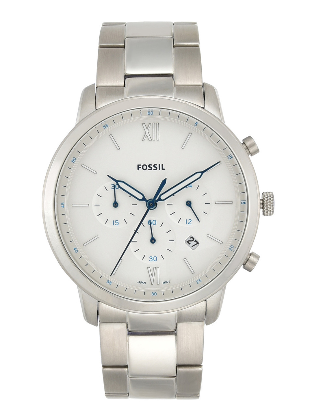 Buy Fossil Men White & Silver Toned Leather Analogue Watch FS5433 ...