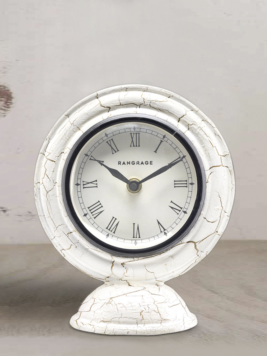 Buy RANGRAGE White Handcrafted Round Solid Analogue Table Clock ...