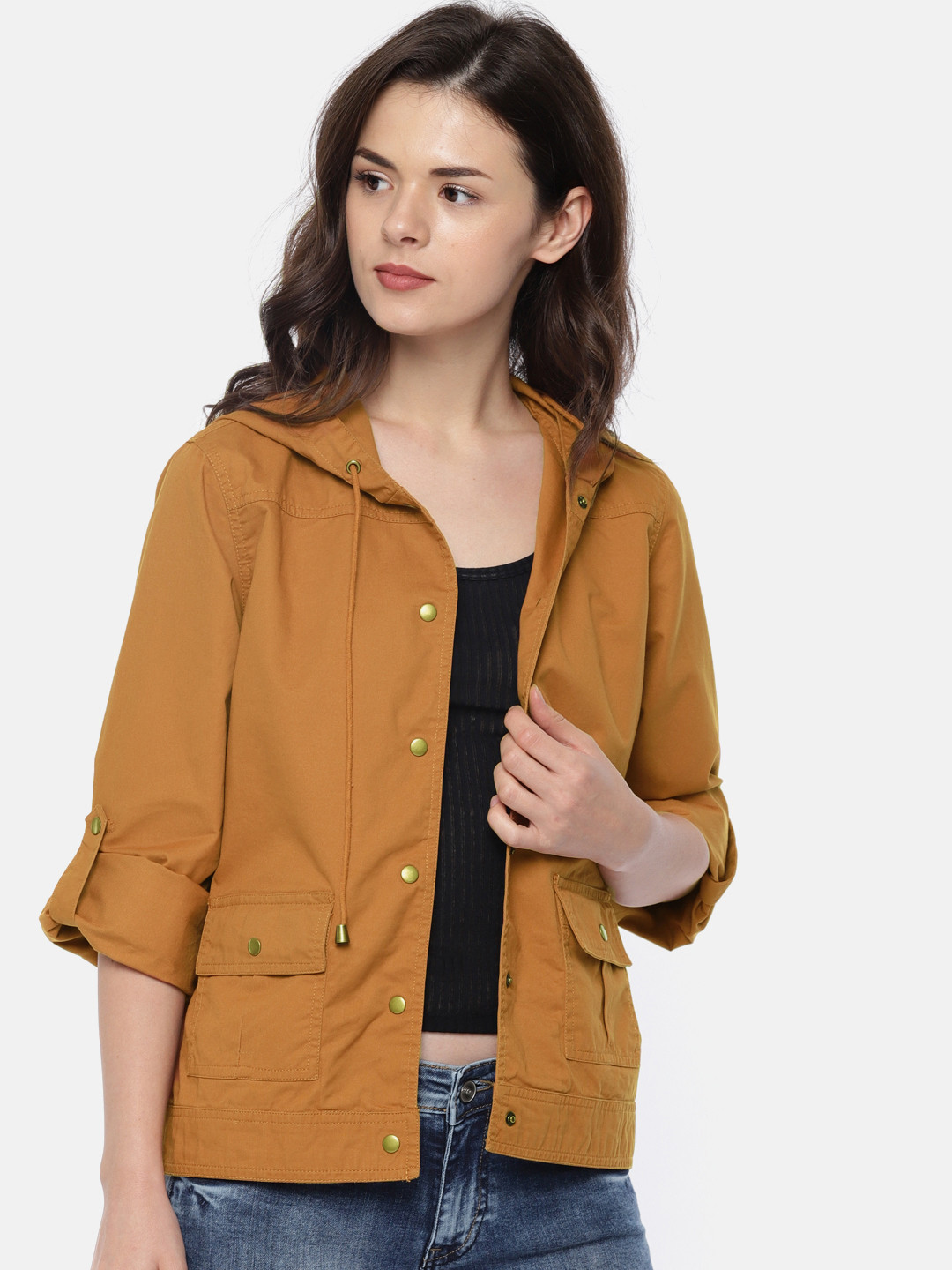 Buy Fame Forever By Lifestyle Women Rust Brown Solid Tailored Hooded ...