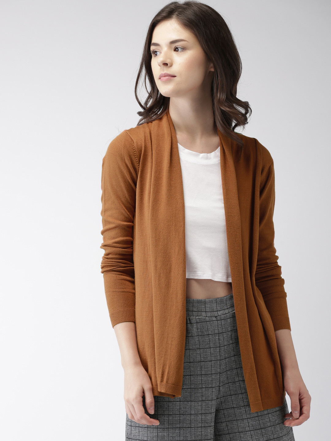 Buy Bossini Women Brown Solid Front Open Sweater - Sweaters for Women ...