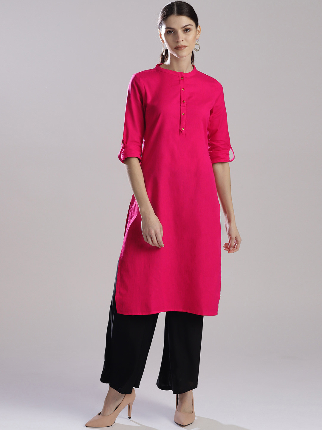 Buy W Women Pink Solid Straight Kurta - Kurtas for Women 6920563 | Myntra