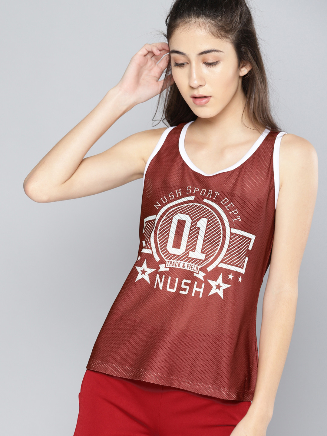 Buy NUSH Women Maroon Printed Scoop Neck T Shirt - Tshirts for Women ...