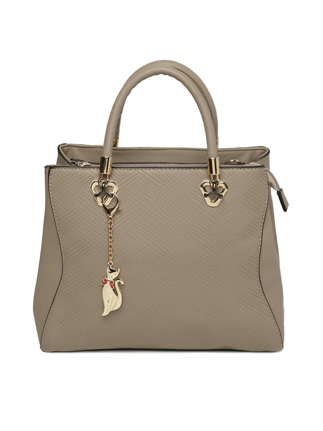 Buy CODE By Lifestyle Taupe Textured Handheld Bag - Handbags for Women ...