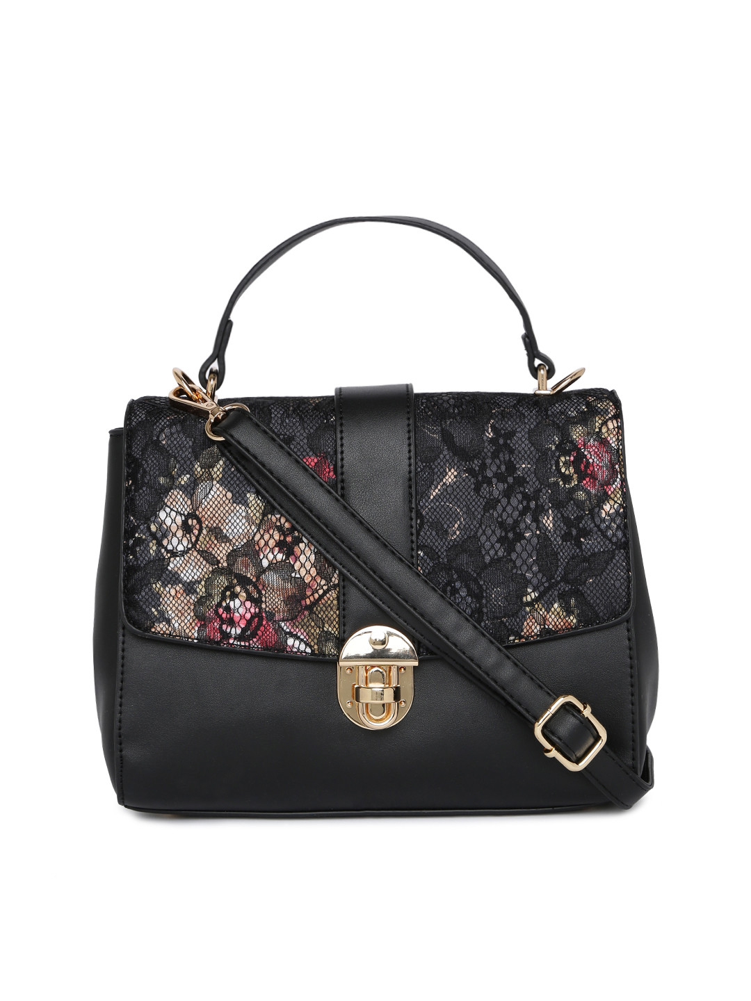 Buy CODE By Lifestyle Black Solid Handheld Bag - Handbags for Women ...