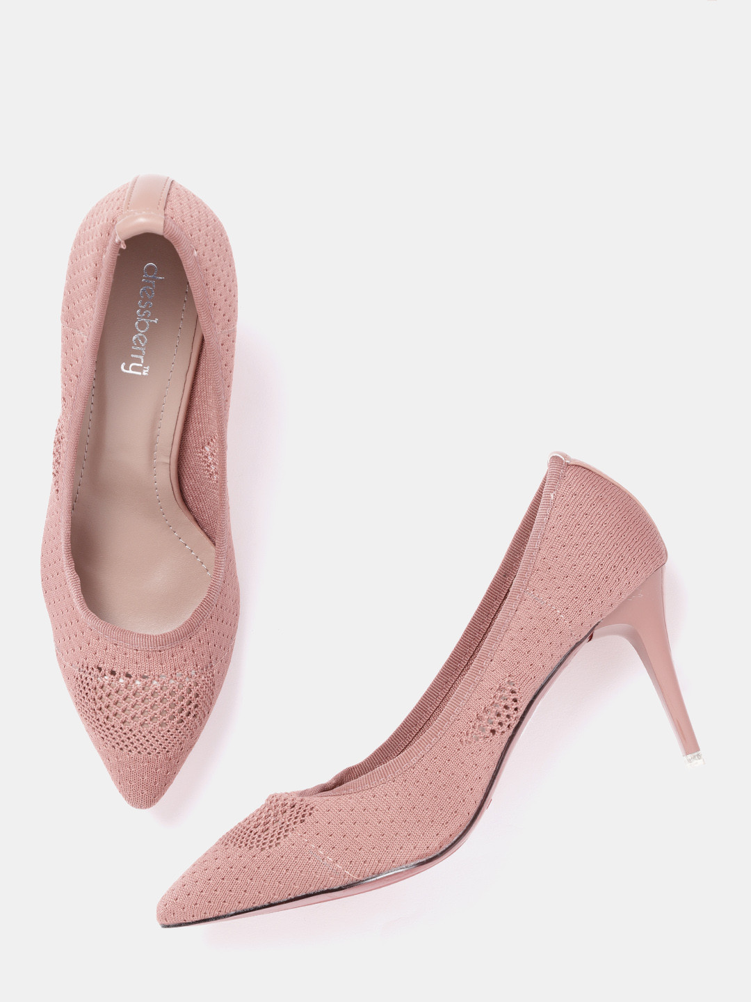 Buy DressBerry Women Dusty Pink Woven Design Pumps - Heels for Women ...