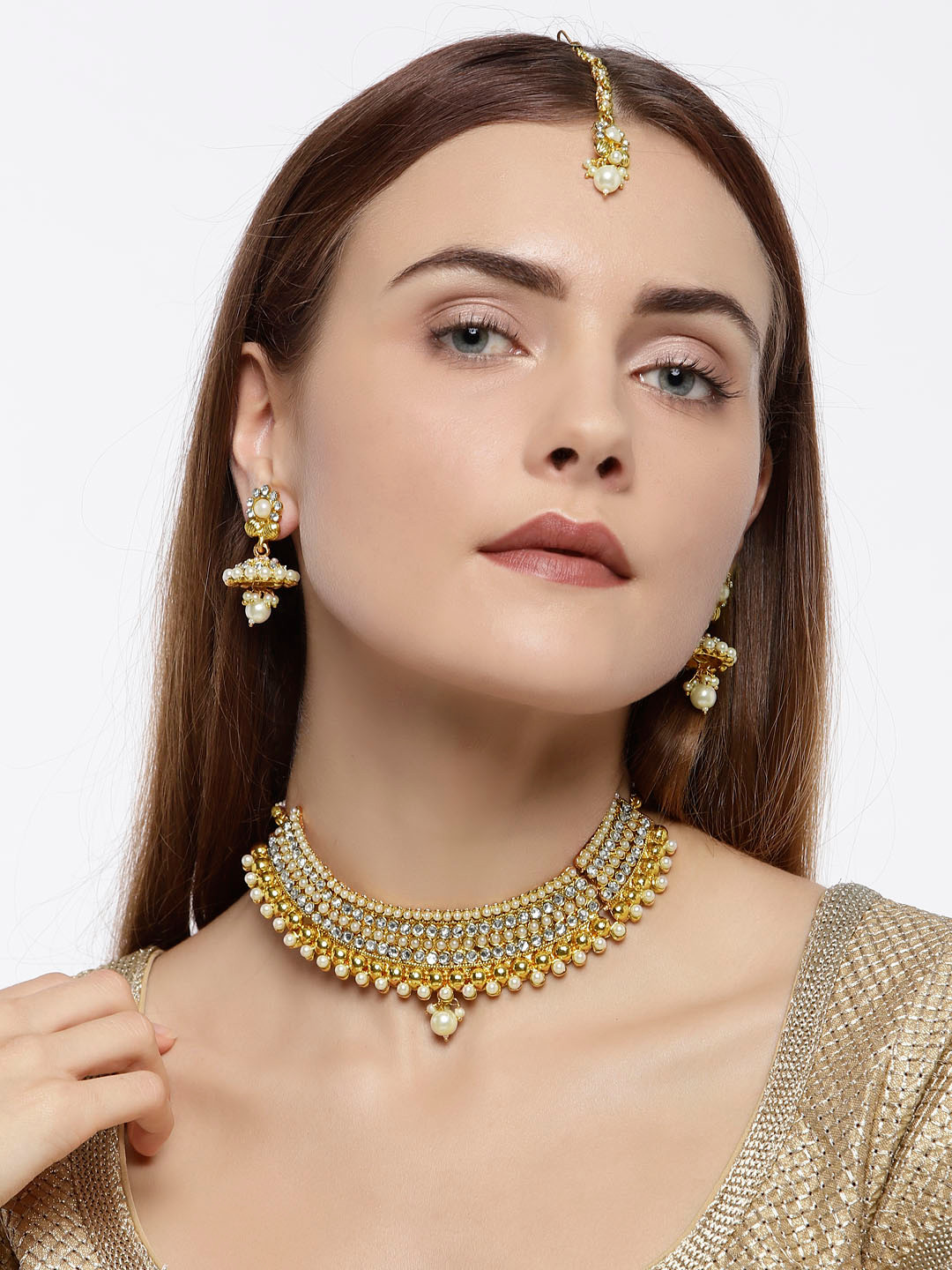 Buy Zaveri Pearls Gold Toneed Ethnic Jewellery Set ZPFK7433 - Jewellery ...